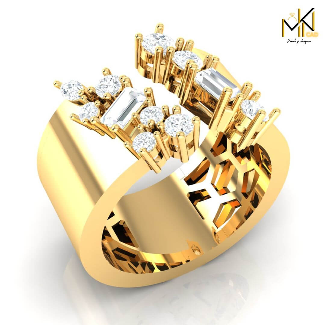 Band Ring Adorned With a Mix of Dazzling Diamonds - 3D Model by jewelry ...