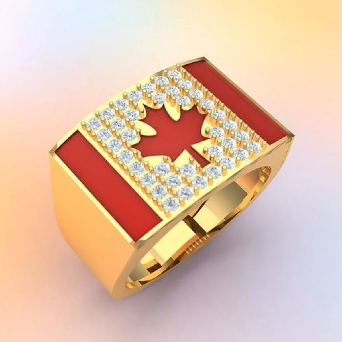 Canada Flag (Enameling) Ring - 3D Model by jewelry designer