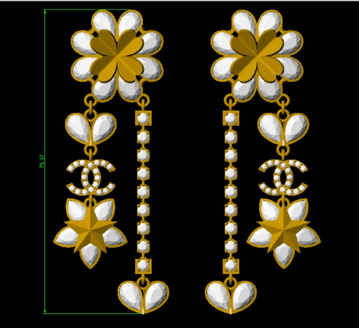 Chanel Earring - 3D Model by jewelry designer