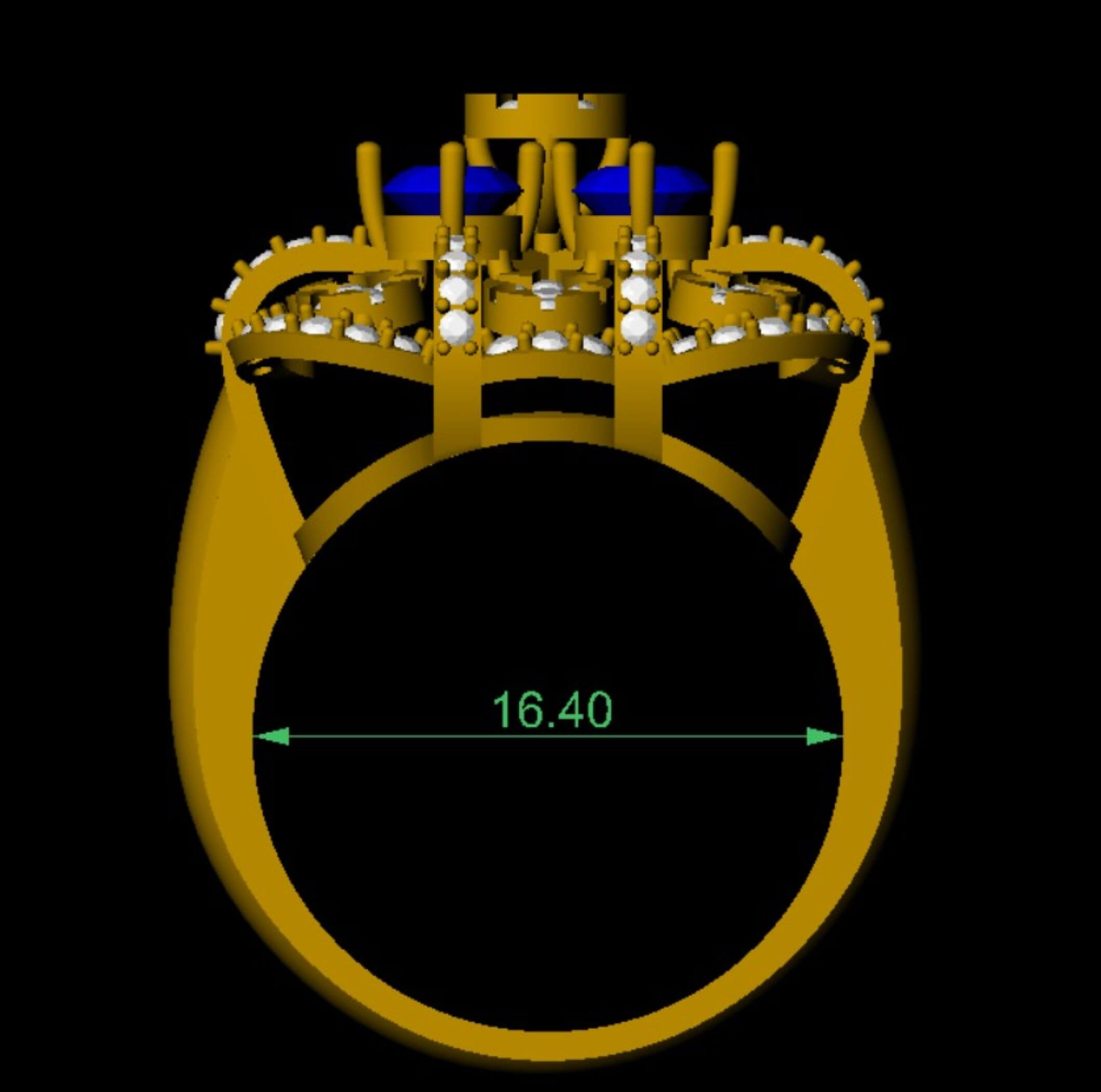 Color Stone Diamond Ring - 3D Model by jewelry designer