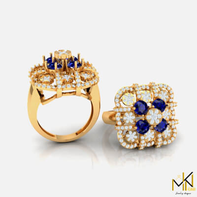 Color Stone Diamond Ring - 3D Model by jewelry designer