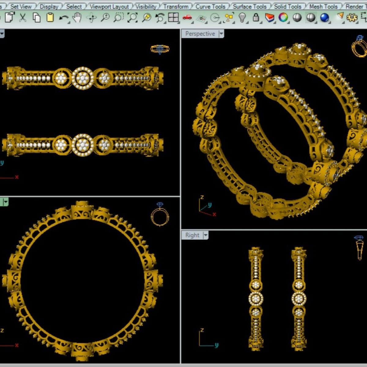 Diamond Bangle Design - 3D Model by jewelry designer