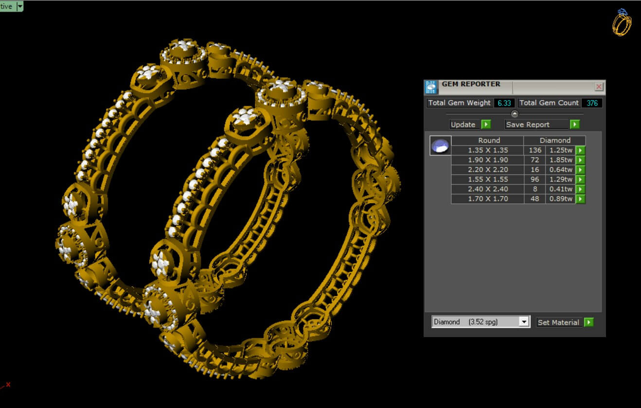 Diamond Bangle Design - 3D Model by jewelry designer