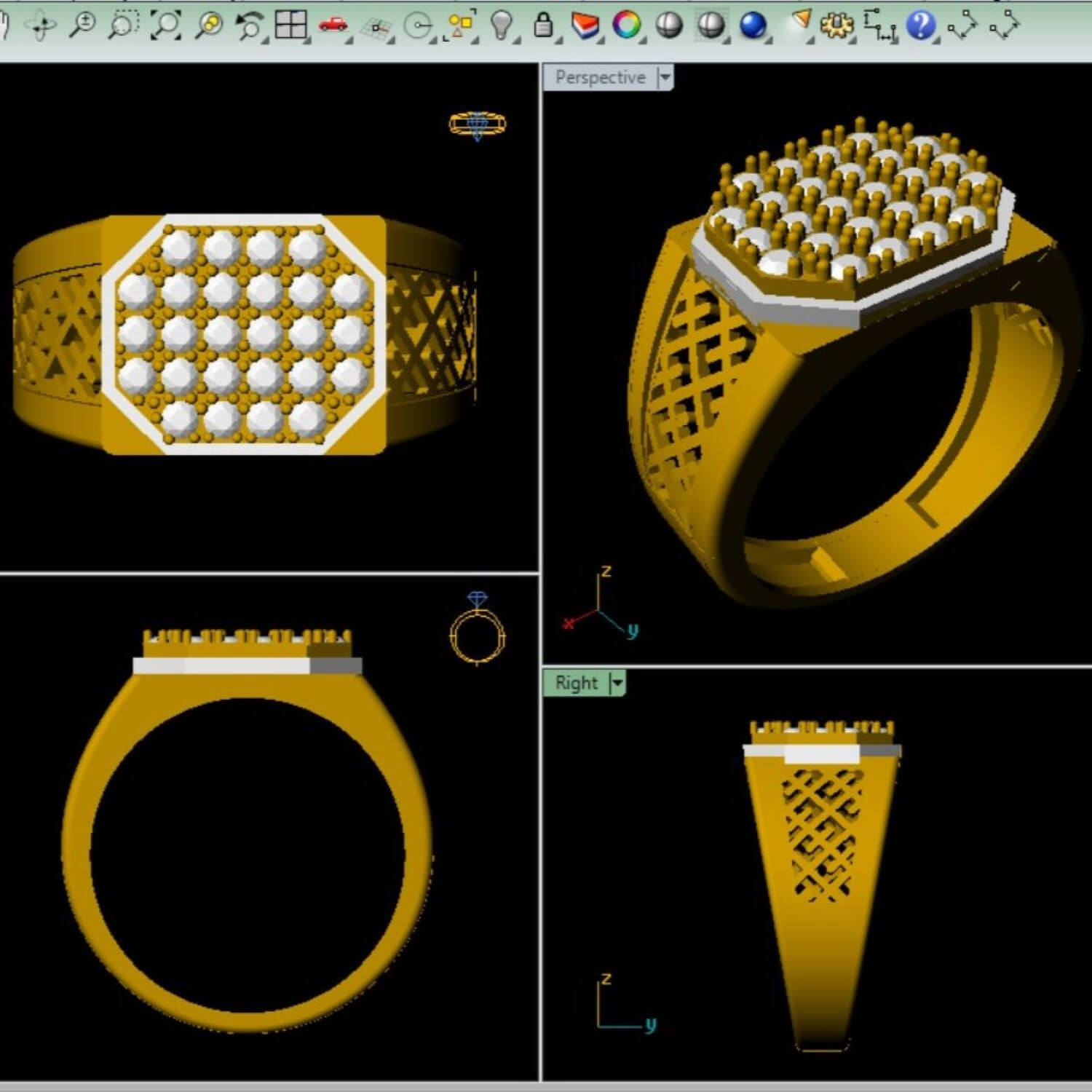 Diamond Men's Rings - 3D Model by jewelry designer