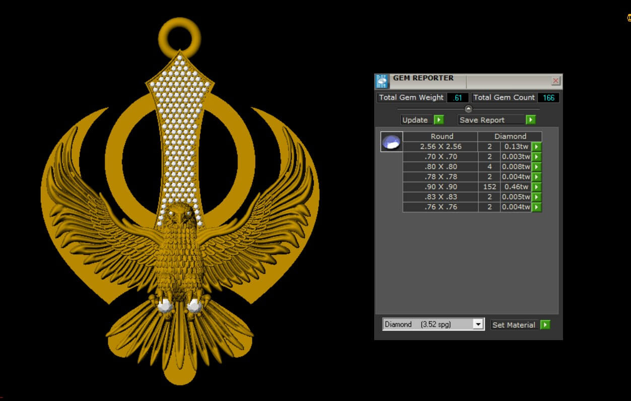 Khanda Design Eagle Pendent - 3D Model by jewelry designer