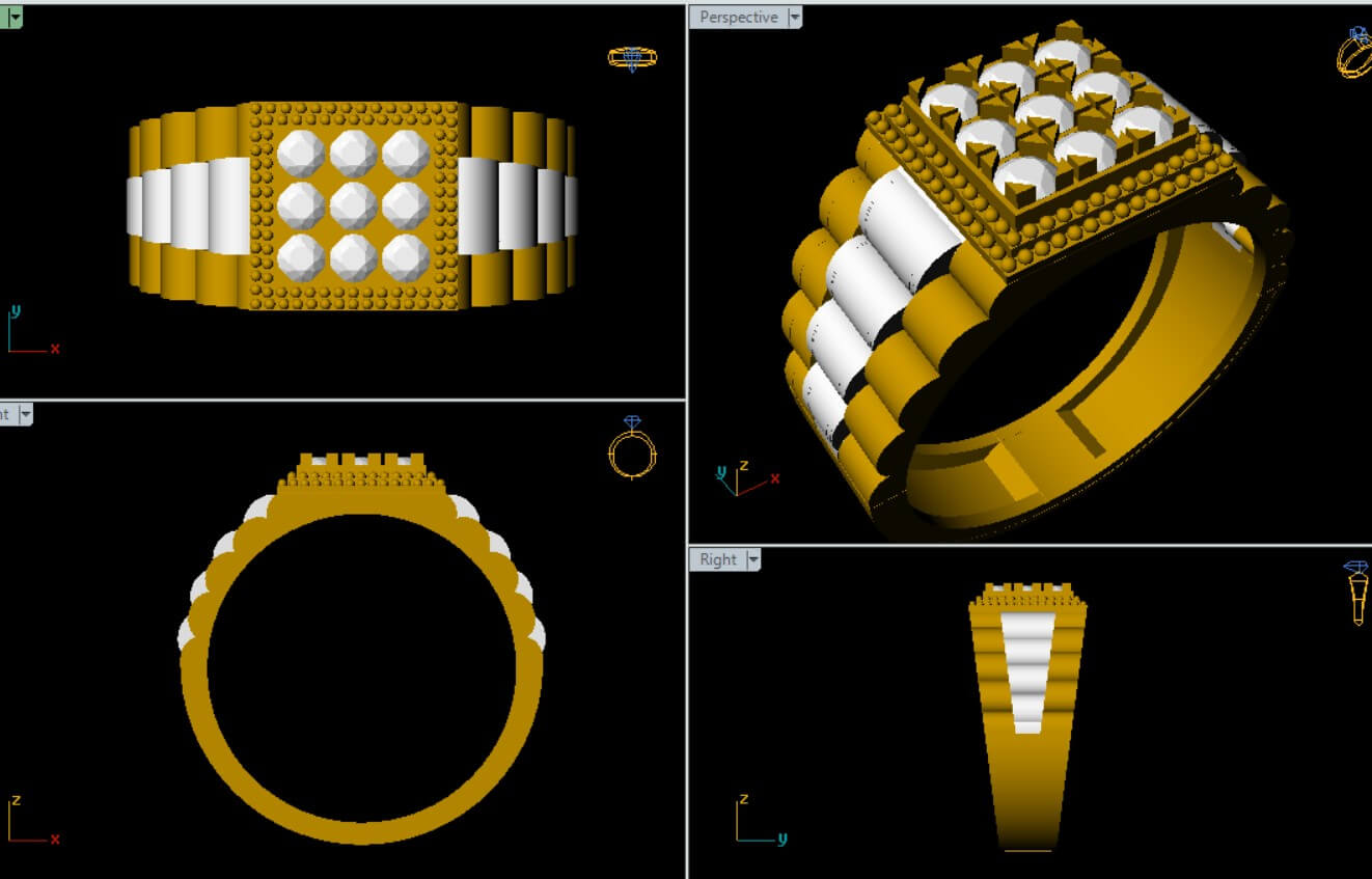 Men's Diamond Ring 3D Print Model by jewelry designer