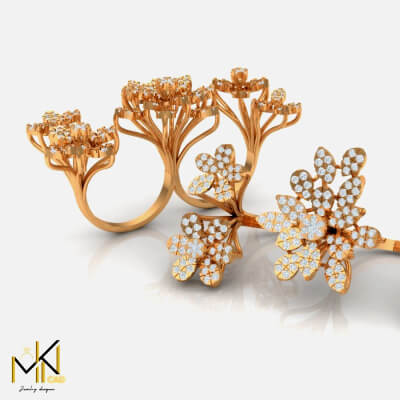 Twin Diamond Ring - 3D Model by jewelry designer