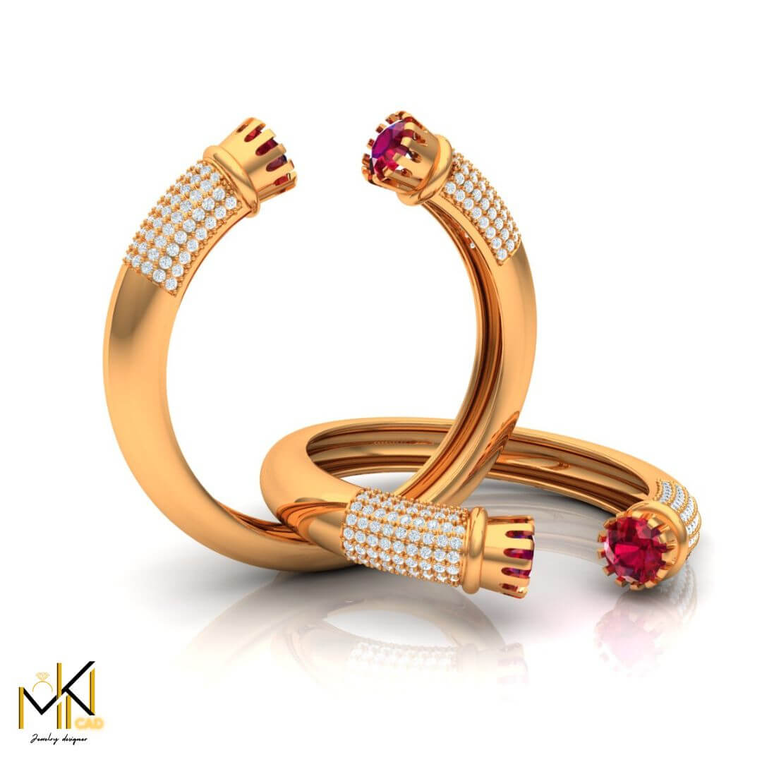 Twin Ruby Bangle - 3D Model by jewelry designer