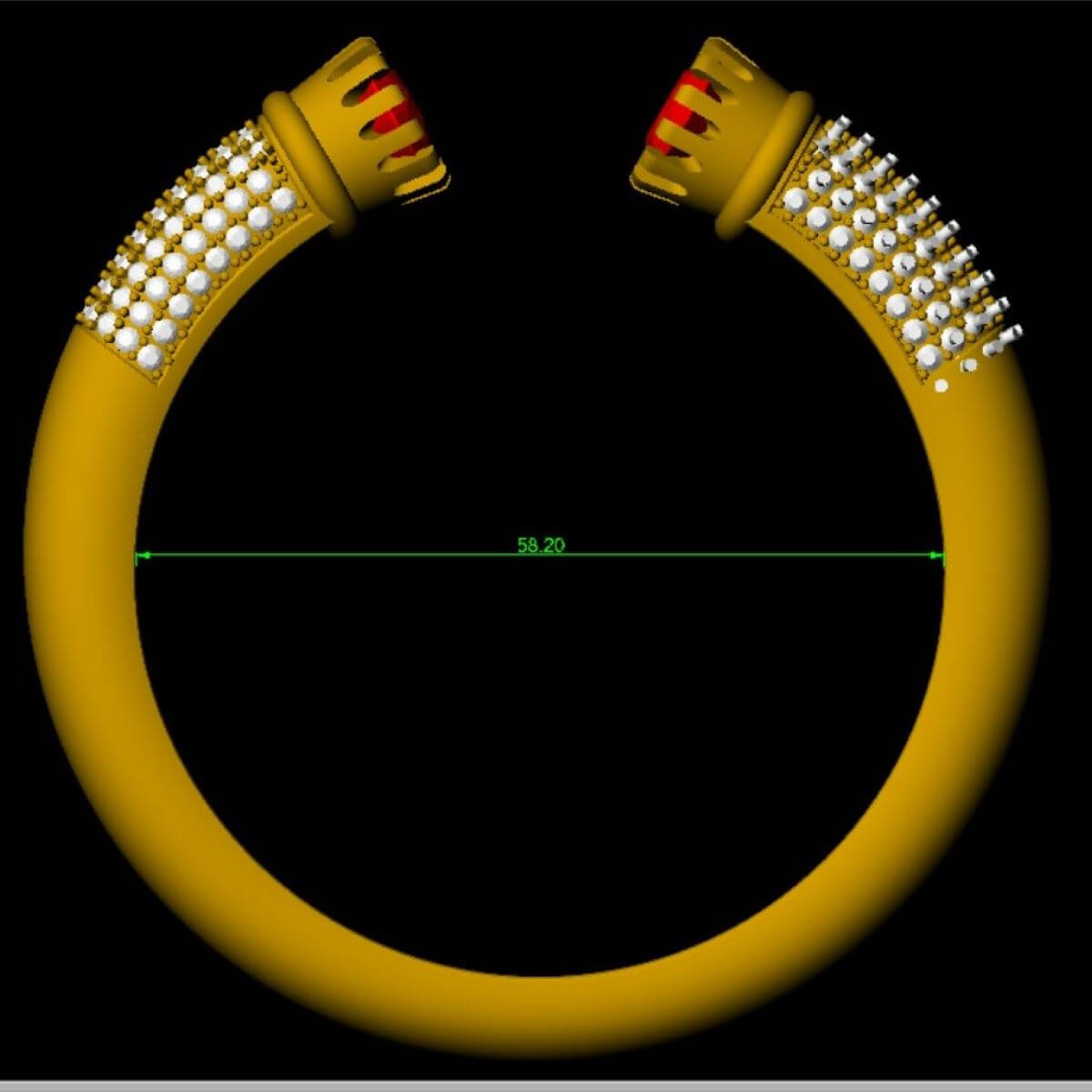 Twin Ruby Bangle - 3D Model by jewelry designer