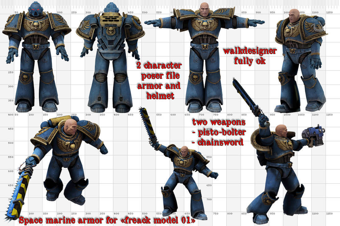 concept and R and D space marine game to poserdaz3d 3D Render