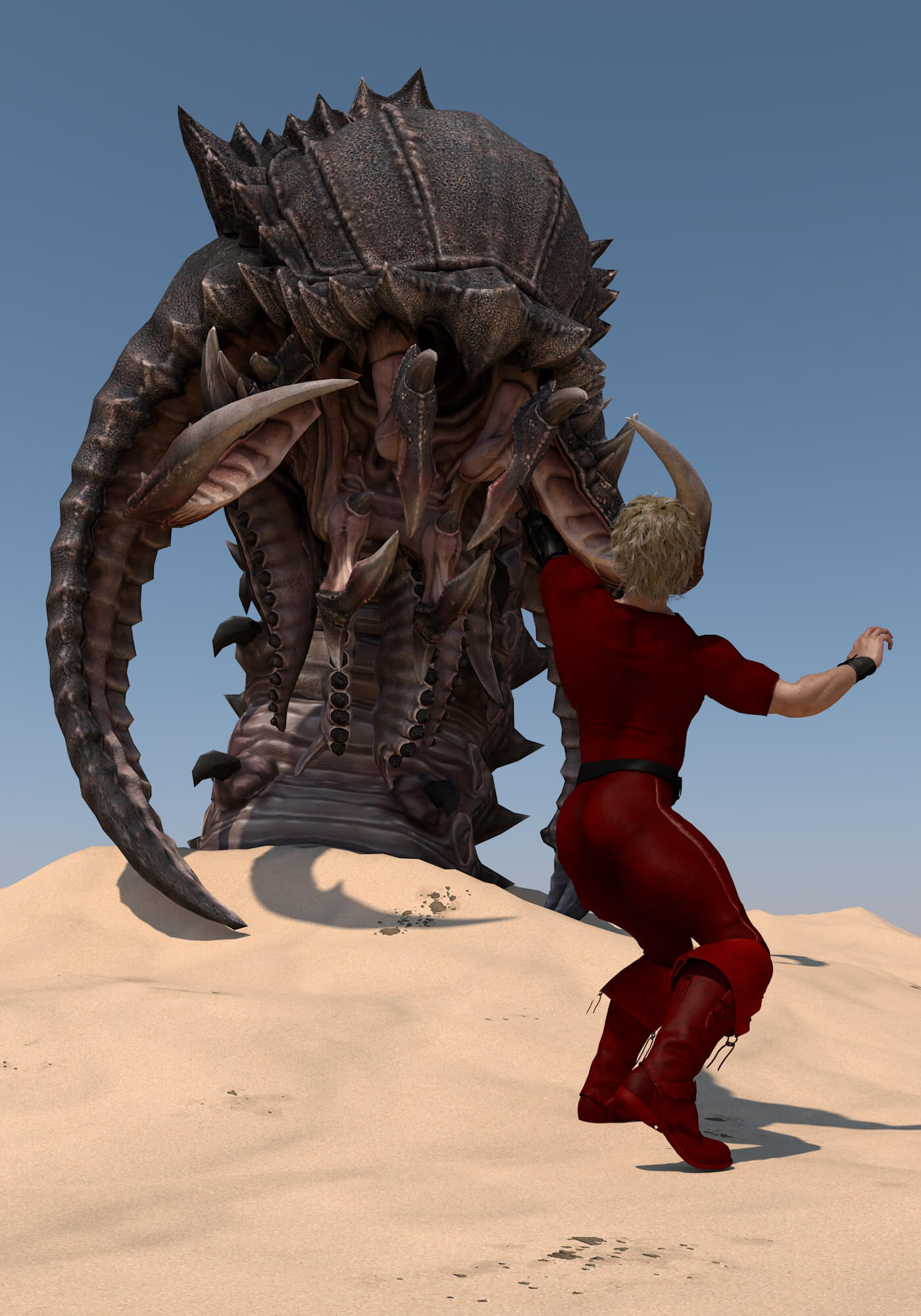 Giant Worm vs Cobra 3D Render, Digital Art by Jibicoco