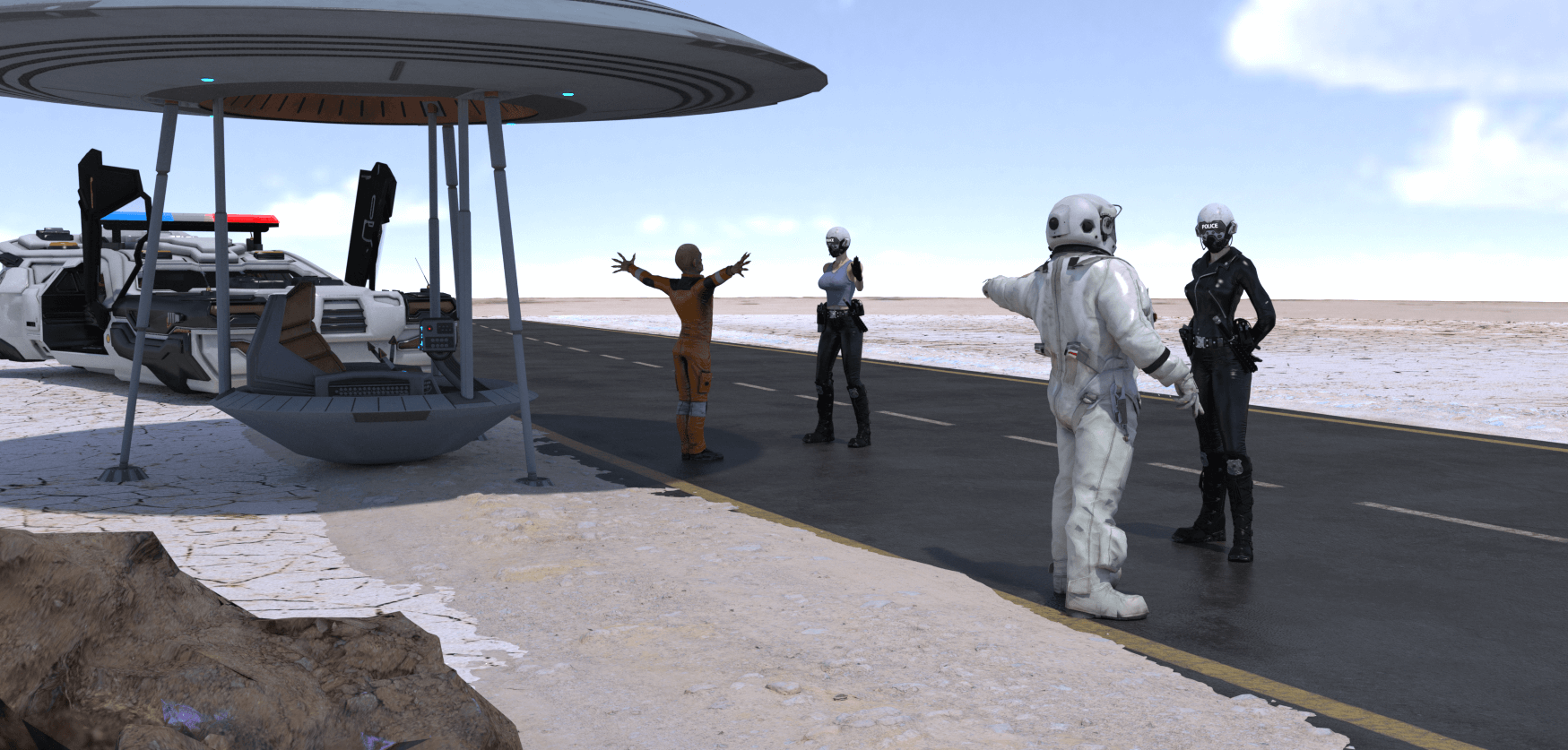 TEAM PATROL POLICE BIKE crash ufo 3D Render by Jibicoco