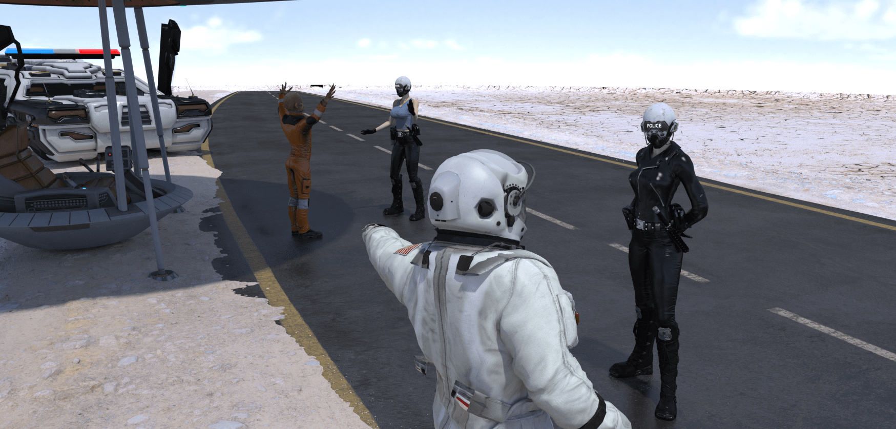 TEAM PATROL POLICE BIKE crash ufo 3D Render by Jibicoco