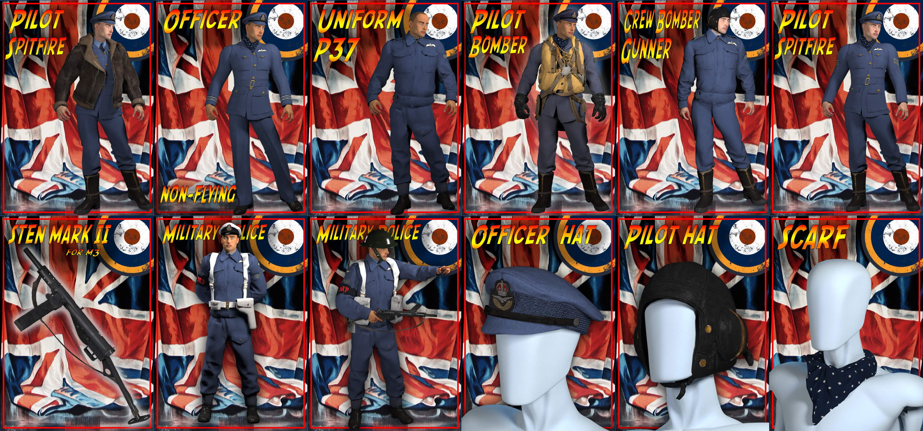 RAF Pilot Base Mesh Michael 3 of DAZ3D Compatible with Poser - Free Daz ...