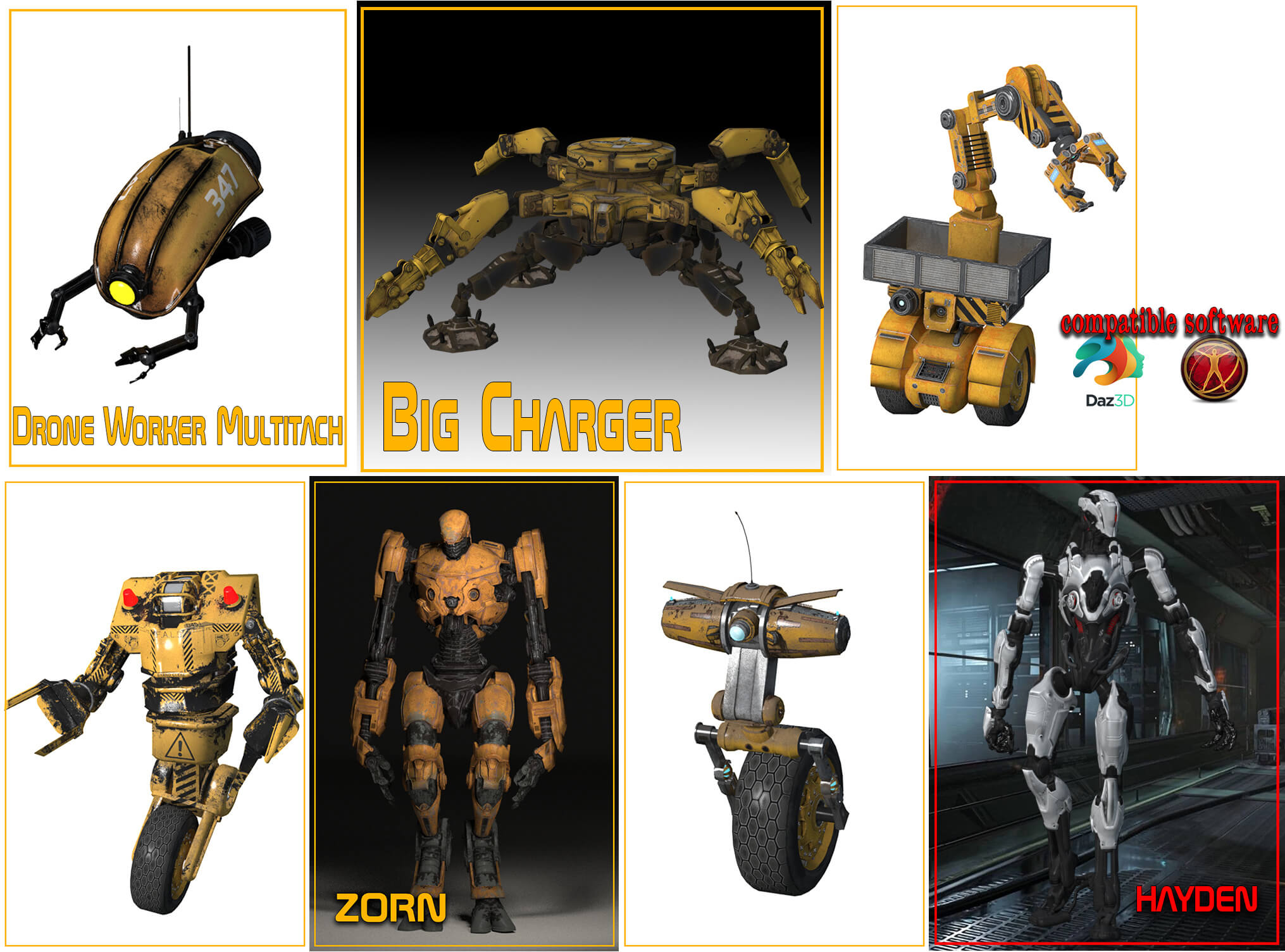 Robot Droid Drone Worker Daz3D - Free Daz Content by Jibicoco