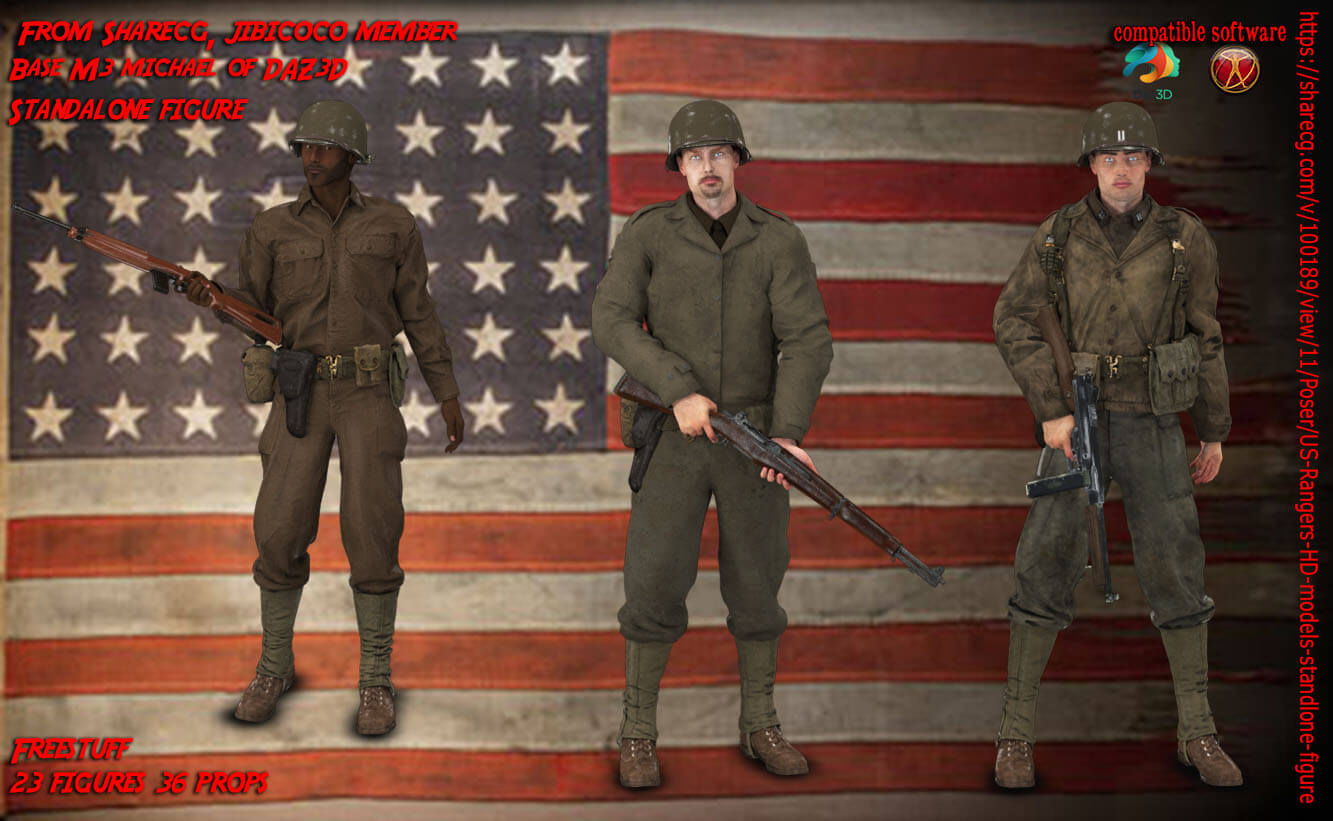 US Ranger's World War 2 Michael 3 of DAZ3D Standalone Charac - Free Daz ...