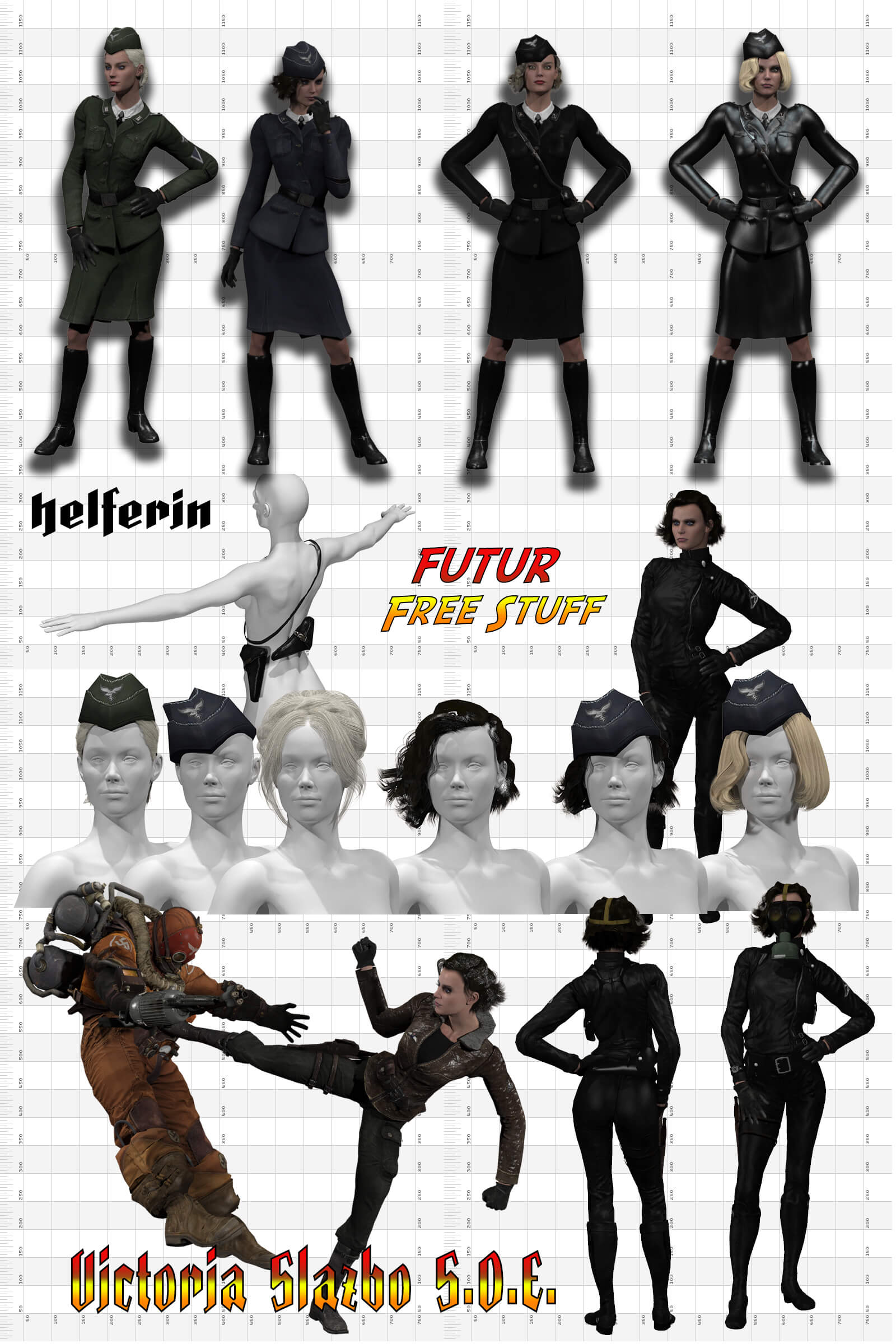 Velvet Assassin Violette Szabo Base Mesh Victoria 3 of Daz3D - Free Daz ...