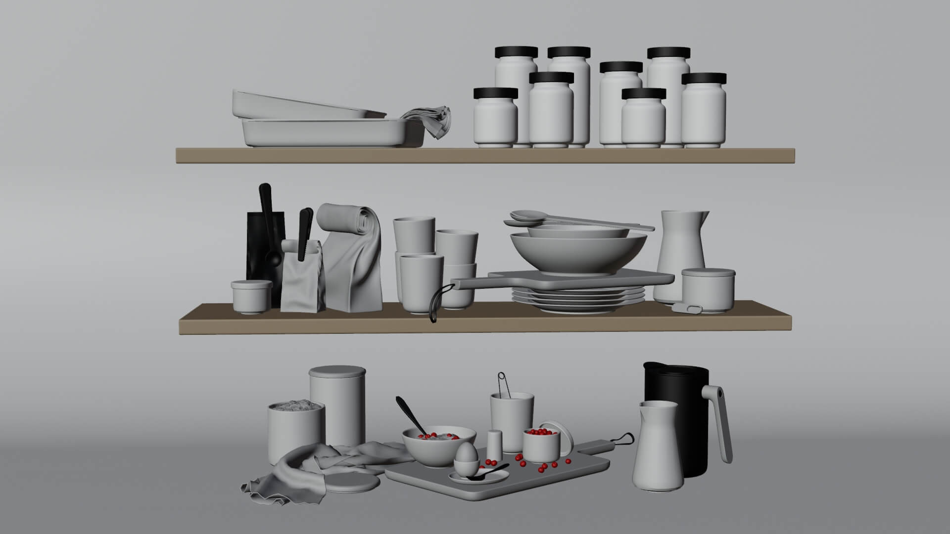 Kitchen Storage of Common Utensils - 3D Model by JIEXI