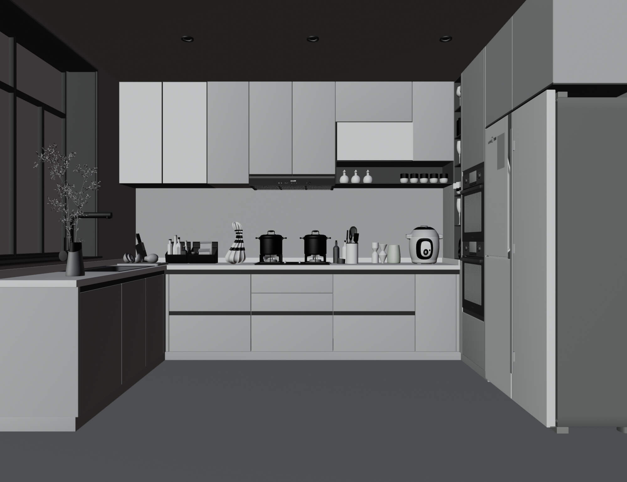 Blender 3D Modern Minimalist Kitchen by JIEXI