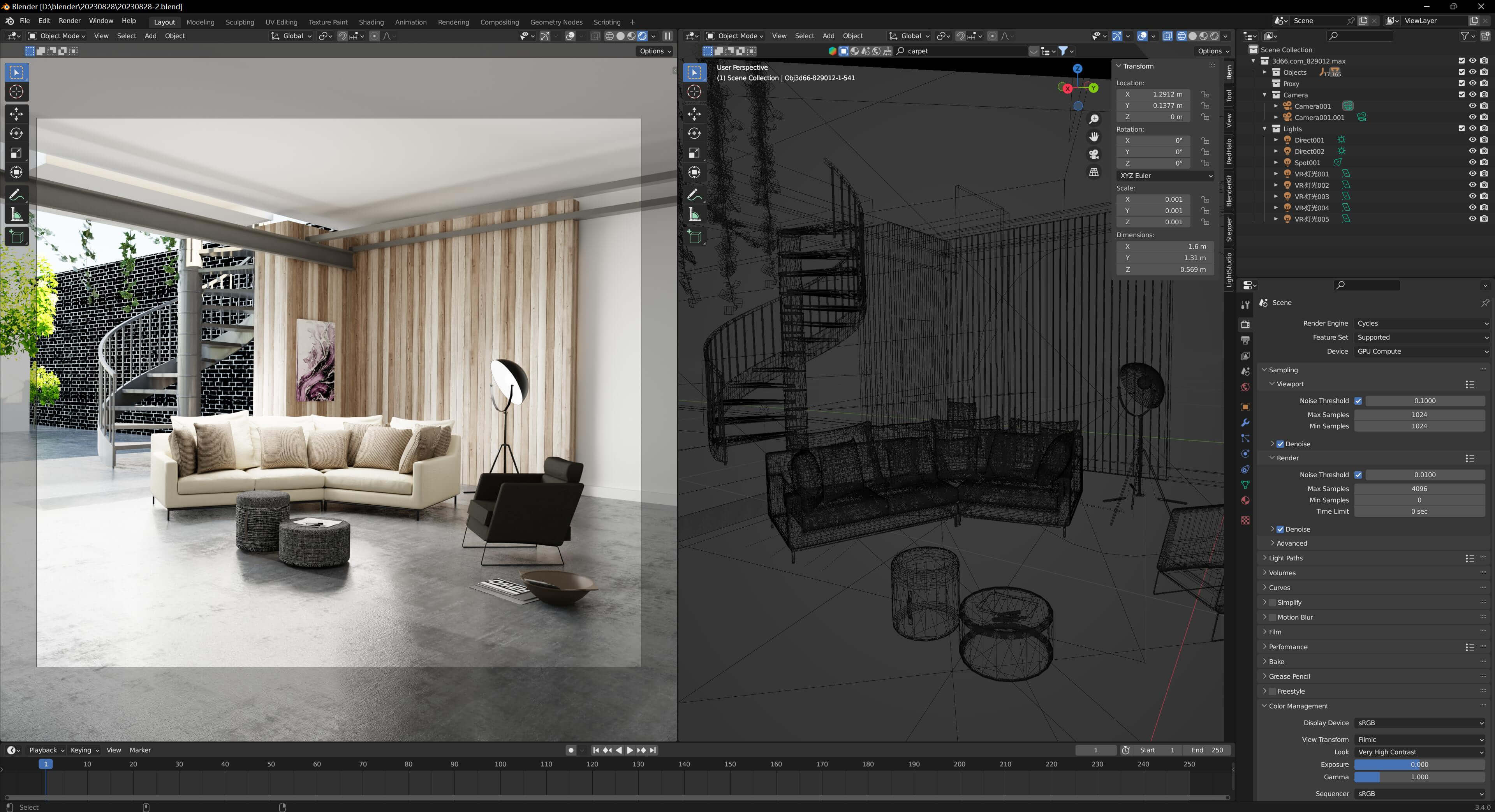 Modern Profile Interior Living Room - 3D Model by JIEXI