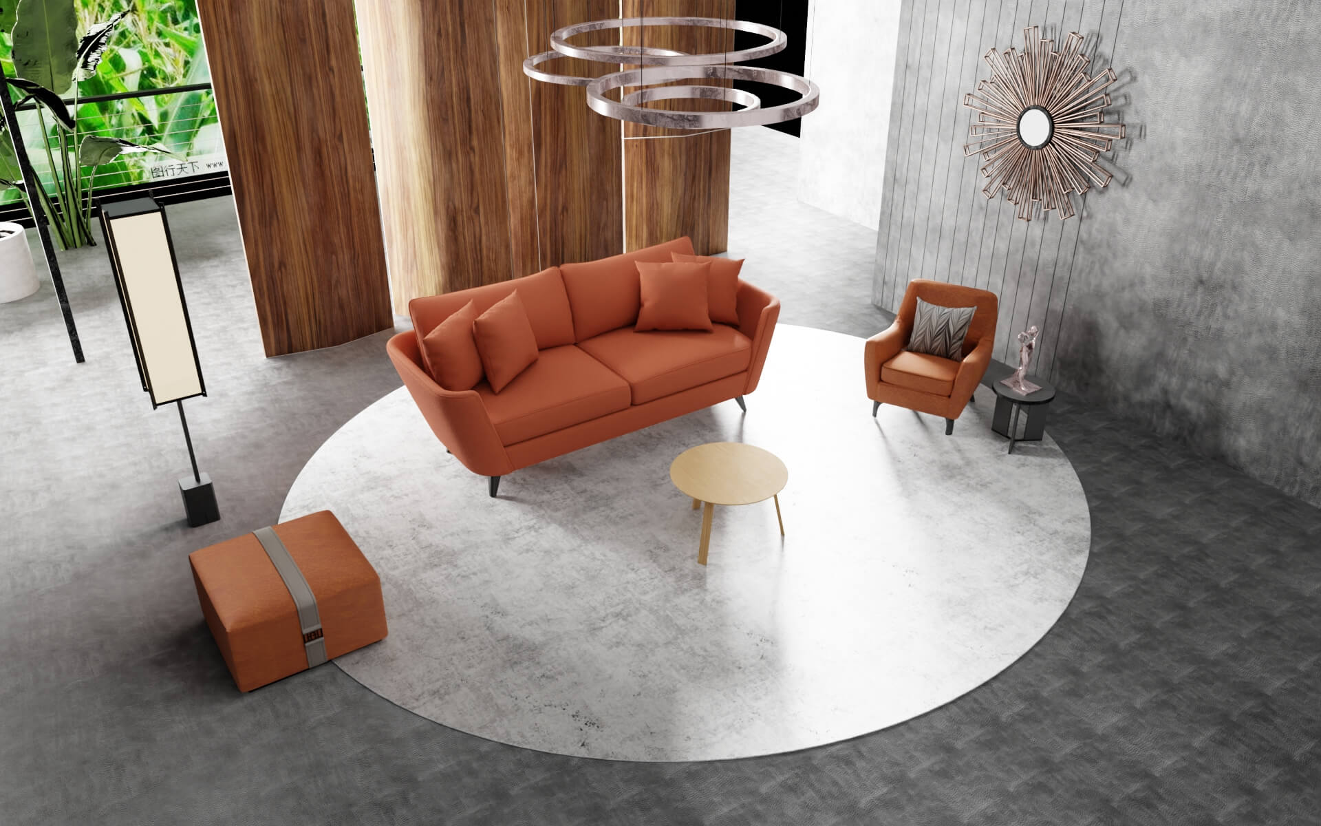 Modern Profile Interior Living Room - 3D Model by JIEXI