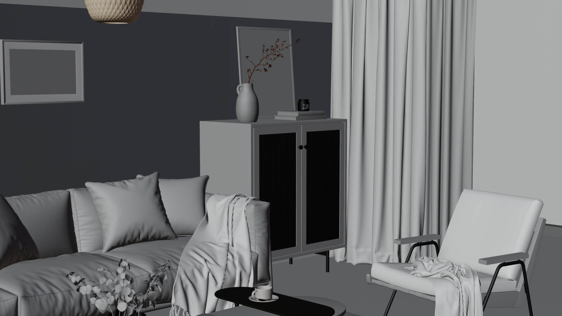Nordic Modern Living Room Blender - 3D Model by JIEXI
