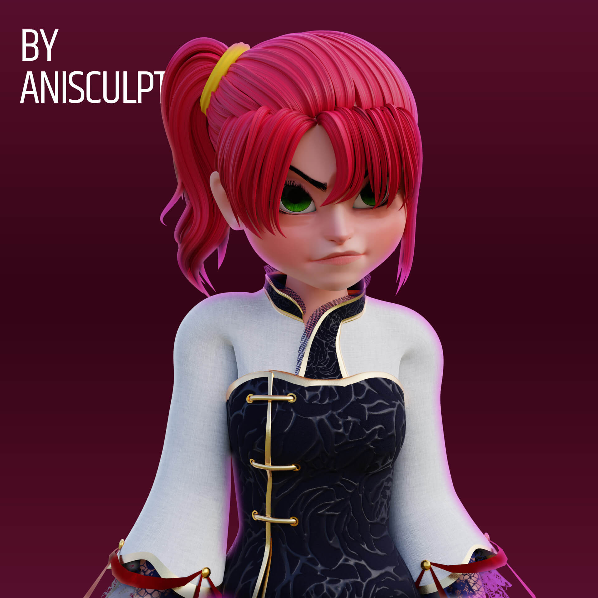 Cartoon Girl - 3D Model by jiten