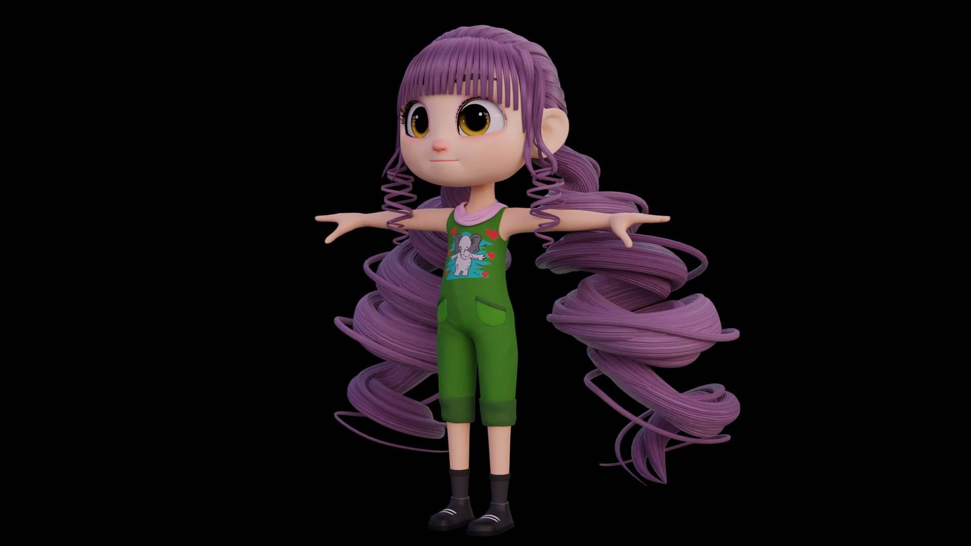 Cartoon Girl - 3D Model by jiten
