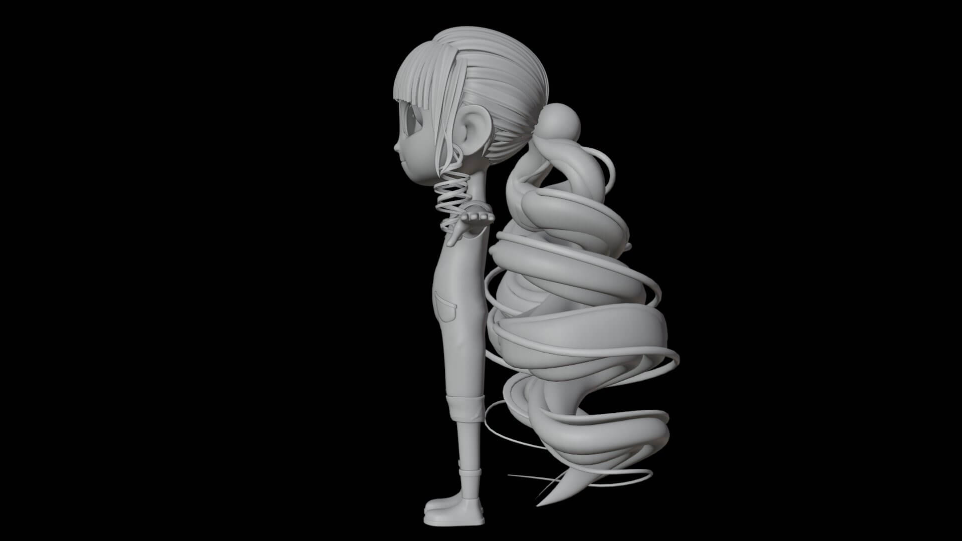 Cartoon Girl - 3D Model by jiten