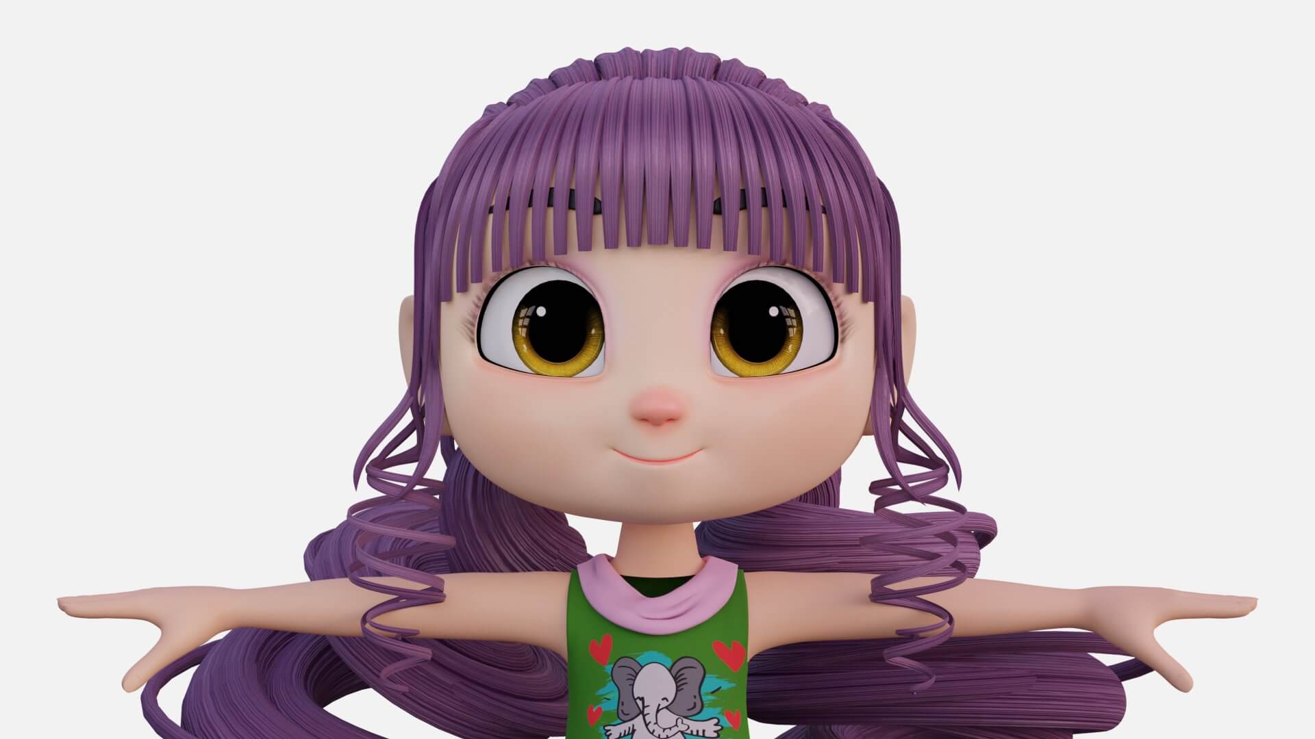 Cartoon Girl - 3D Model by jiten