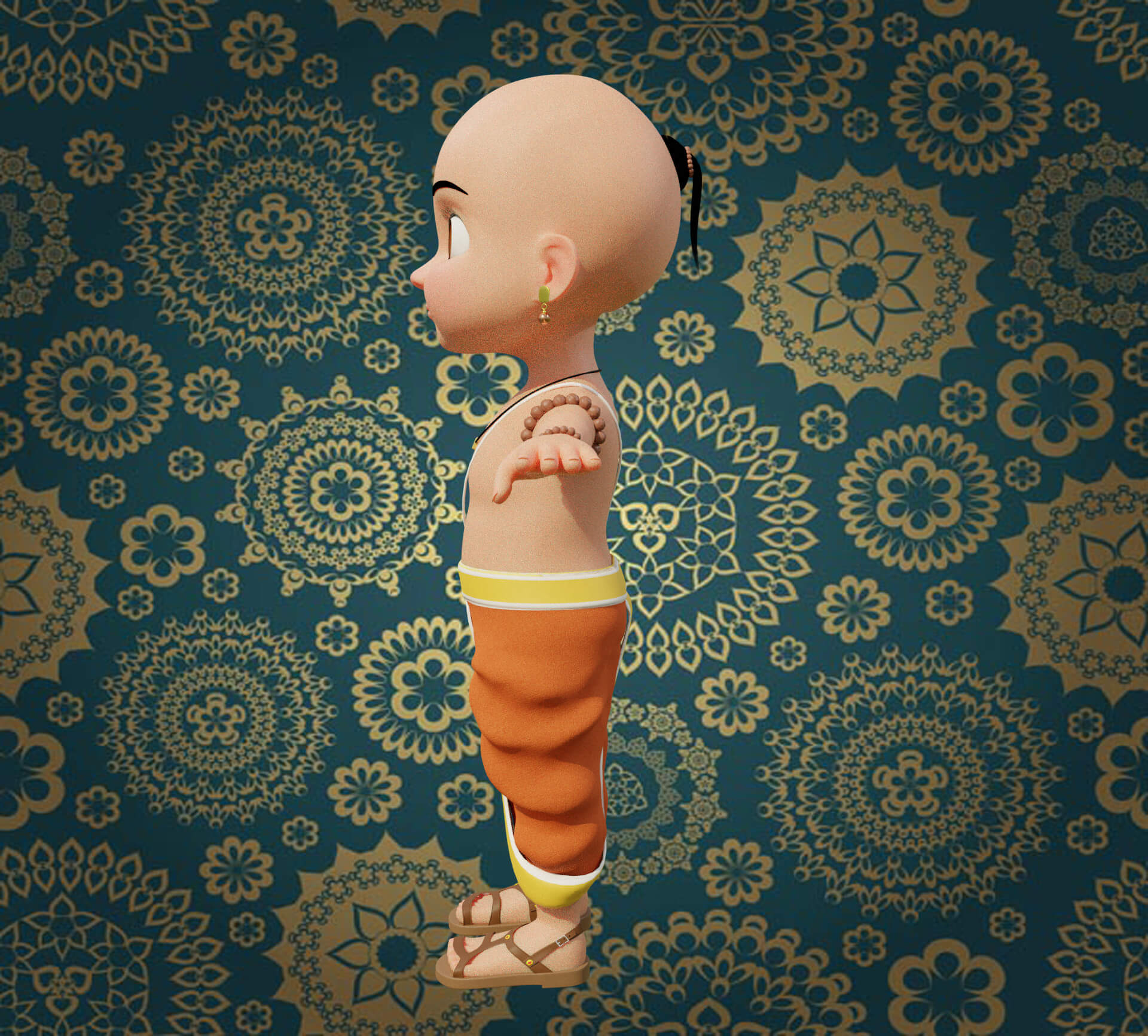 Cartoon Indian Pandit - 3D Model by jiten
