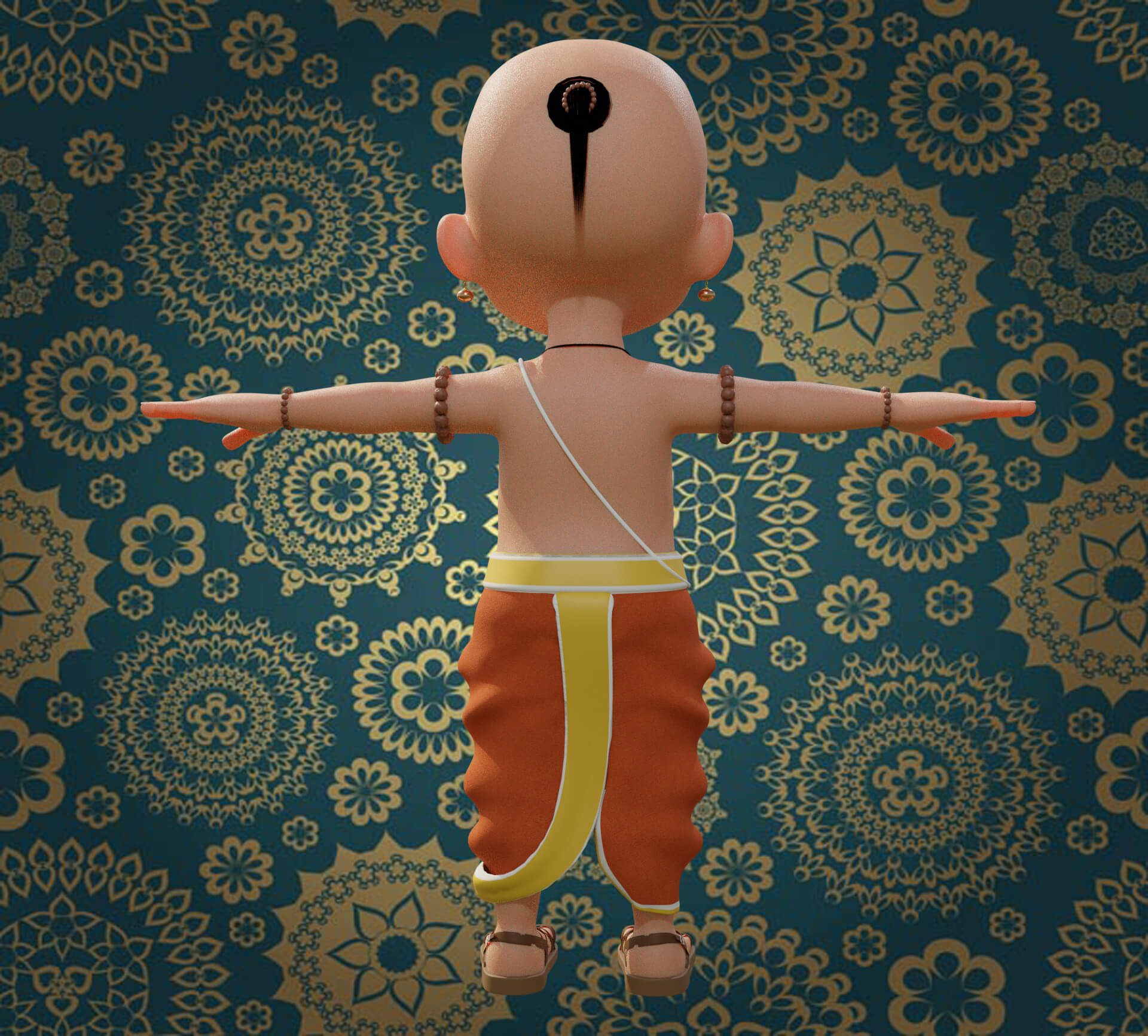 Cartoon Indian Pandit - 3D Model by jiten