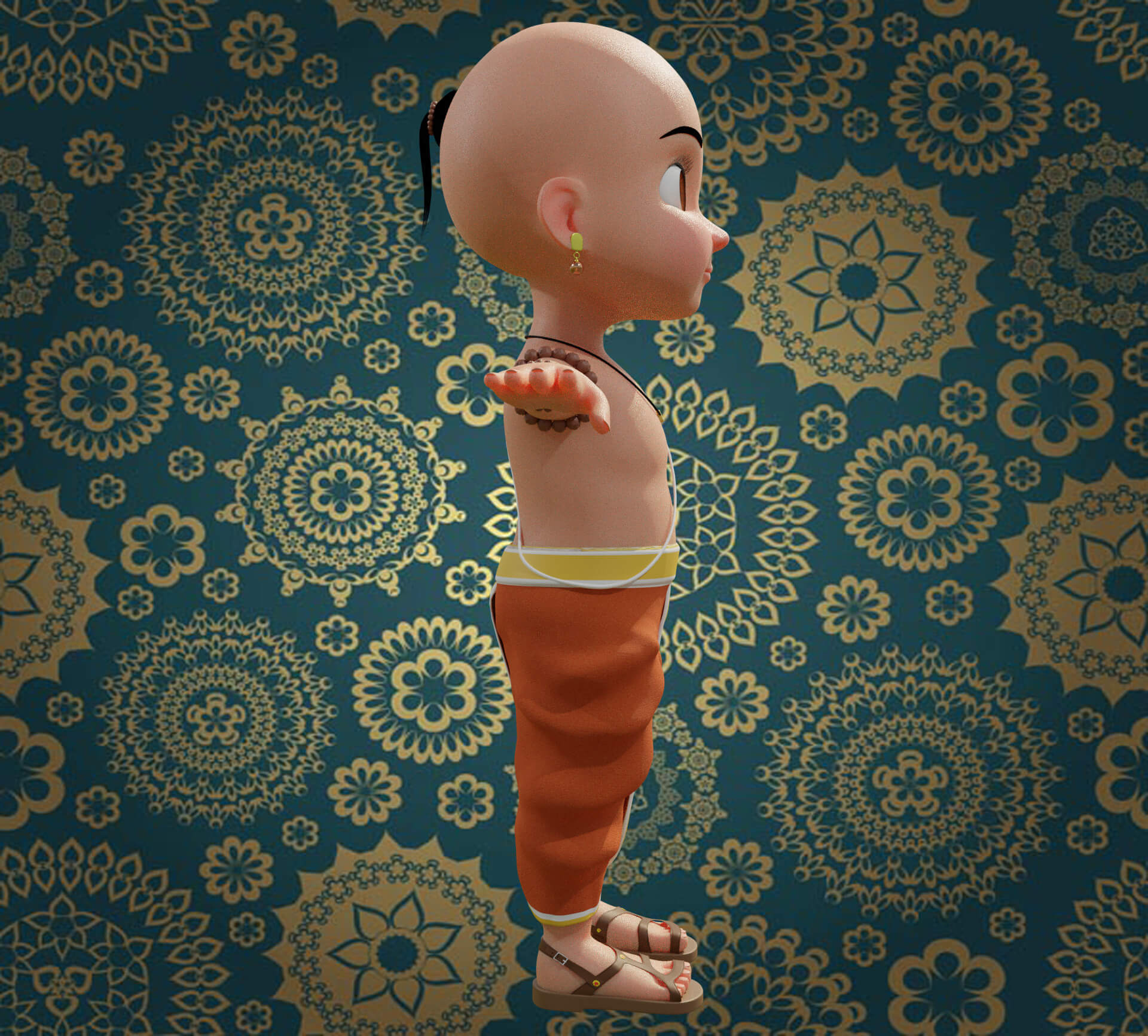 Cartoon Indian Pandit - 3D Model by jiten