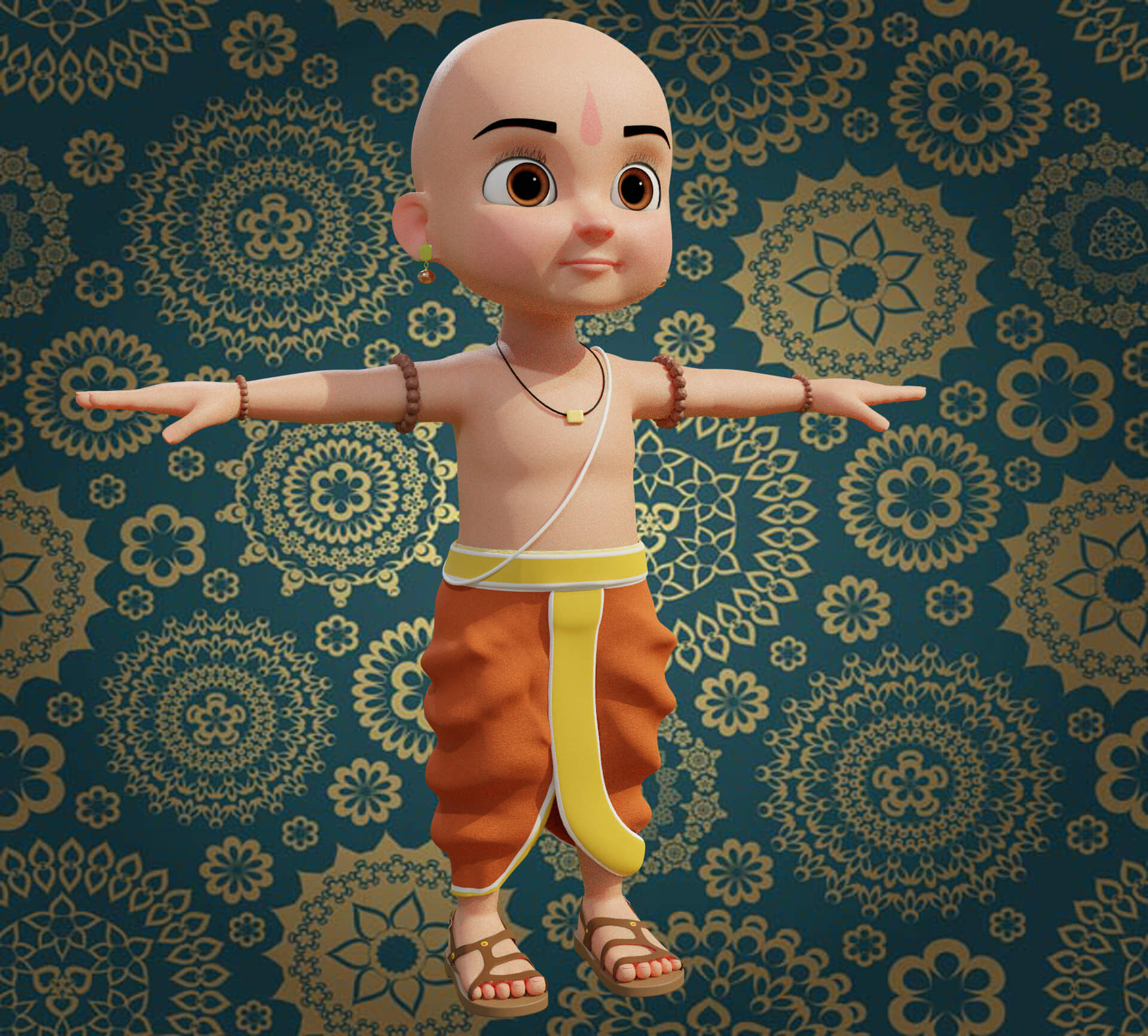 Cartoon Indian Pandit - 3D Model by jiten
