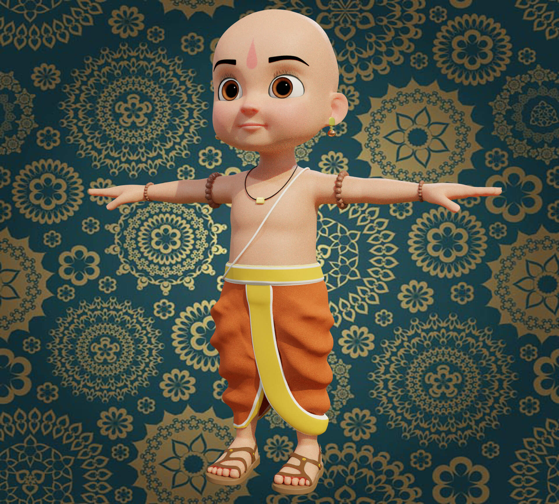 Cartoon Indian Pandit - 3D Model by jiten