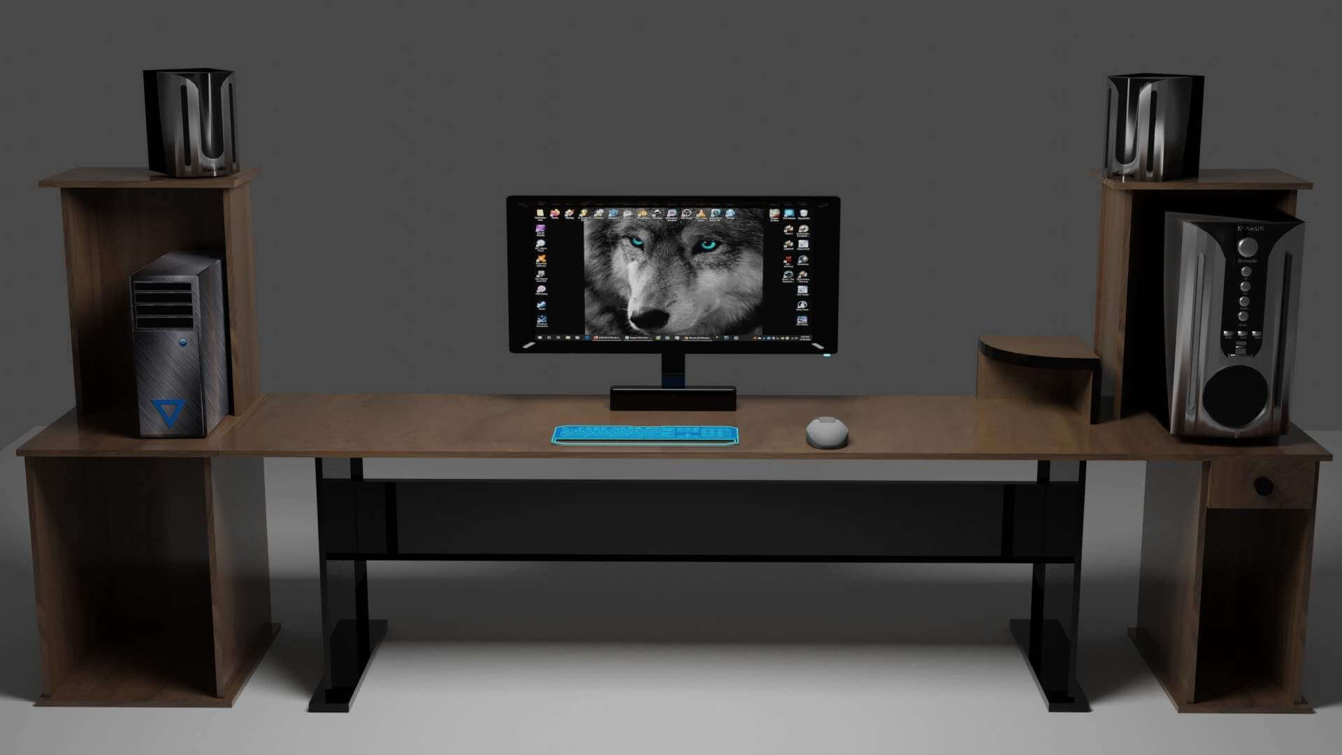 Computer Desk - 3D Model by jj_shadowwolf