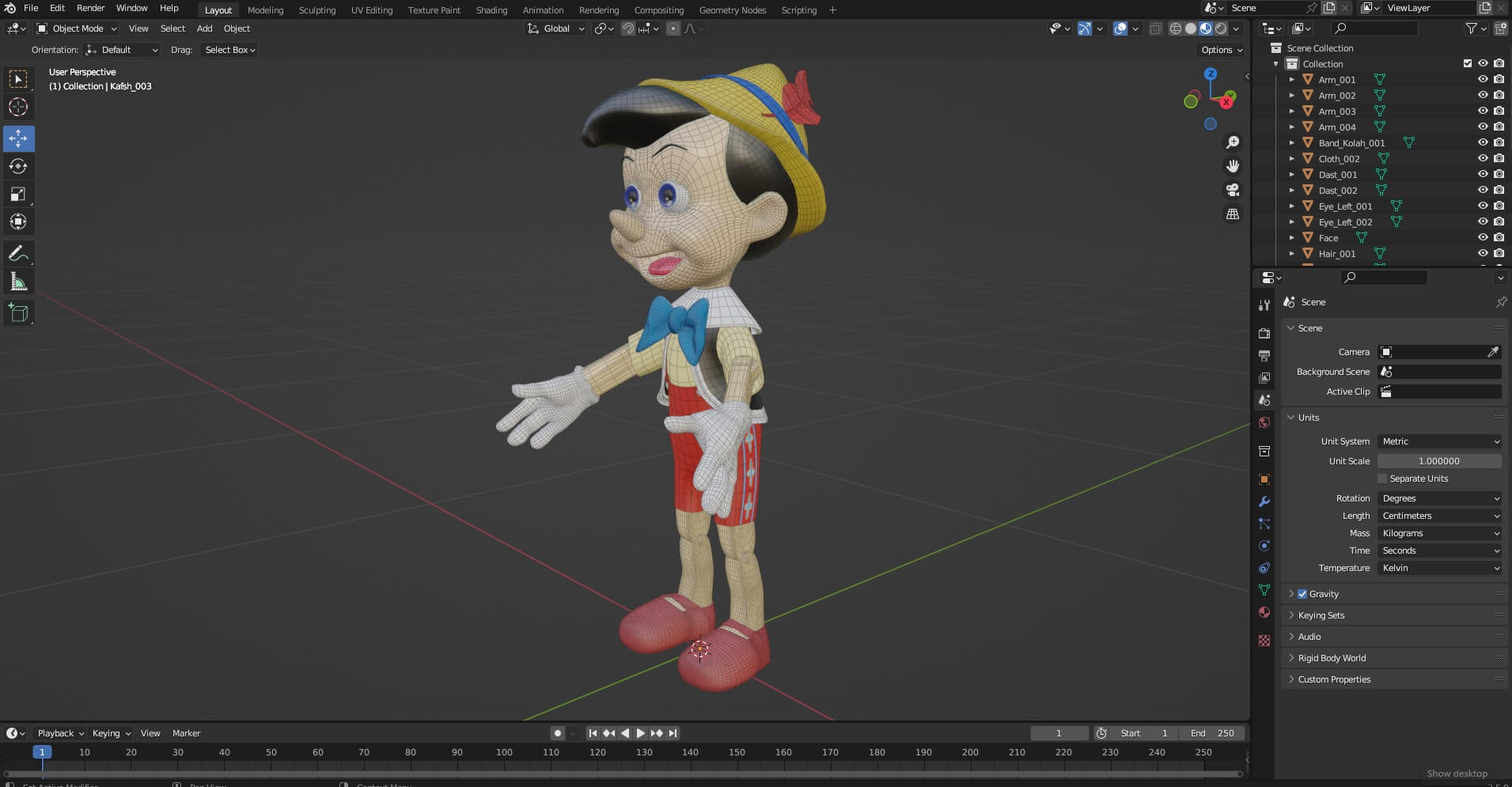 Disney Pinocchio 3D Model Rigged in 3DS Max by jk3dstudio