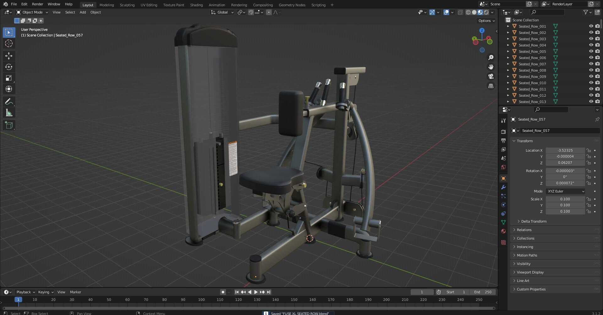 Fuse Xl Seated Row - 3D Model by jk3dstudio