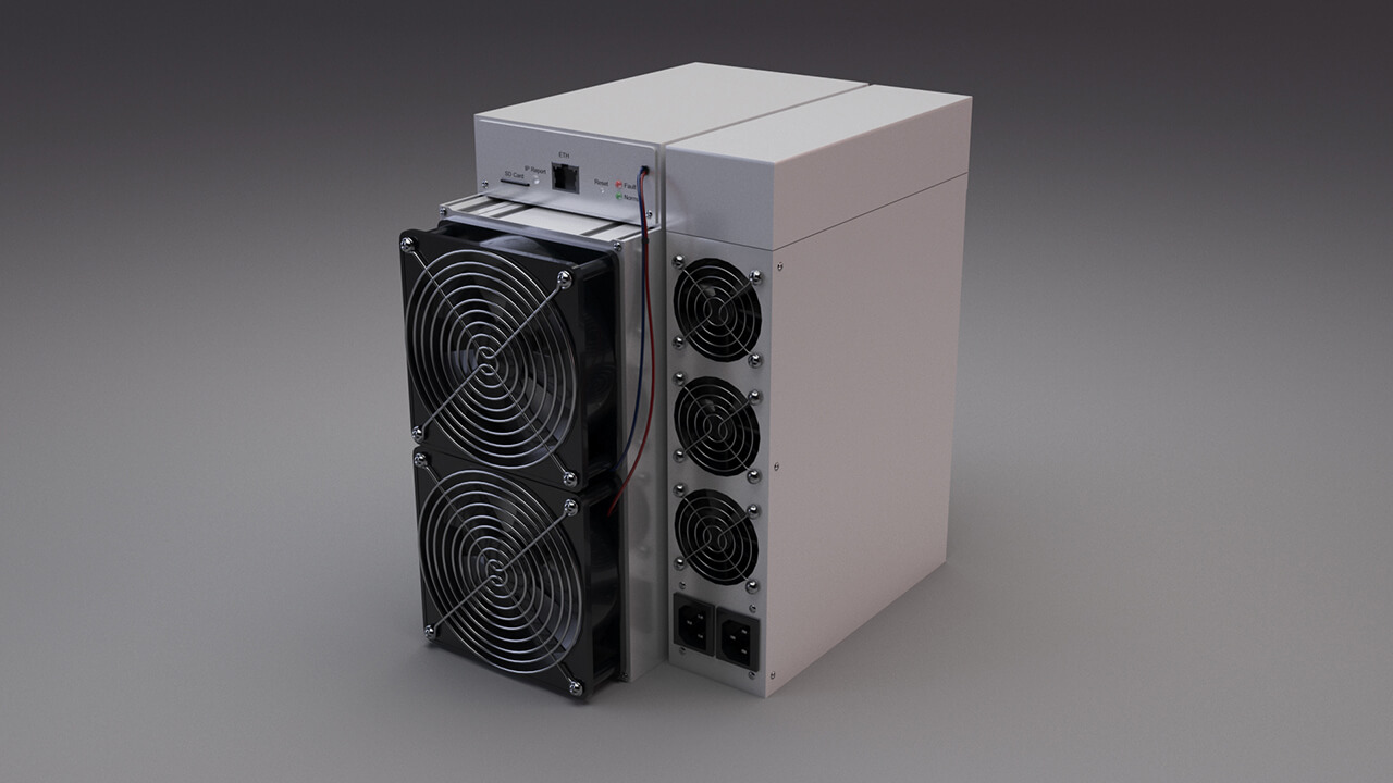 Antminer s19 pro cryptocurrency mining hardware 3D Render | RenderHub Gallery