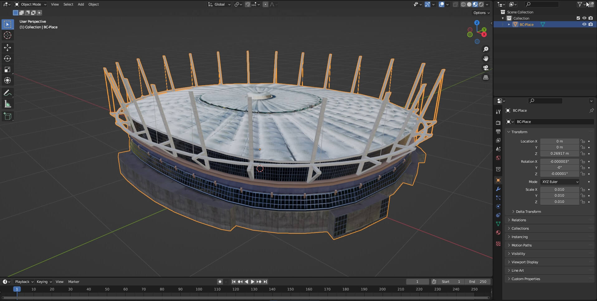 BC Place Vancouver - Low-Poly Stadium 3D Model 3D Render