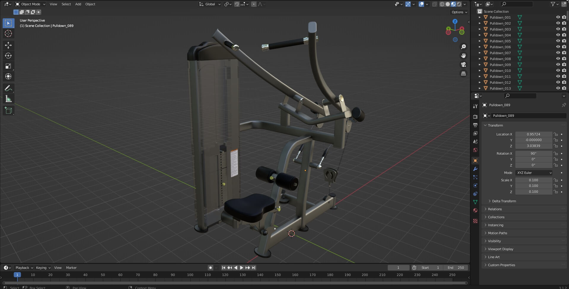 Fuse XL LFuse XL AT Pulldown - 3D Gym Equipment Model 3D Render
