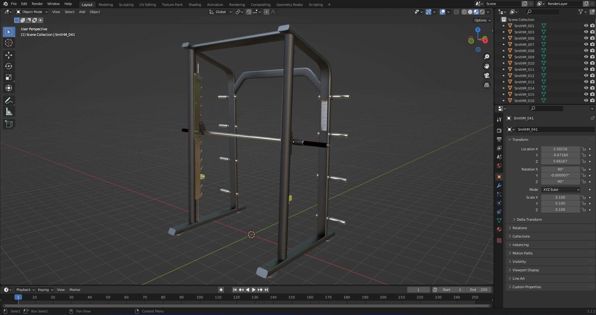 Smith Machine - 3D Model by jk3dstudio