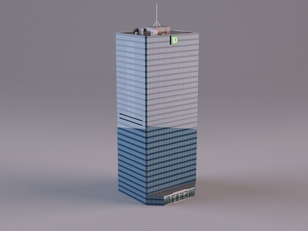 TD Tower Vancouver - Ultra-Low-Poly 3D Model by jk3dstudio