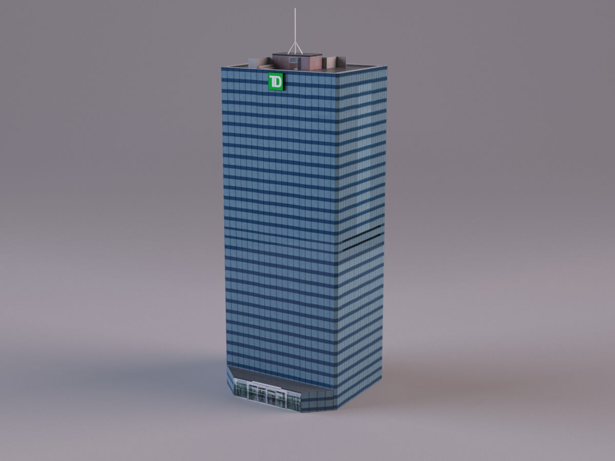 TD Tower Vancouver - Ultra-Low-Poly 3D Model by jk3dstudio