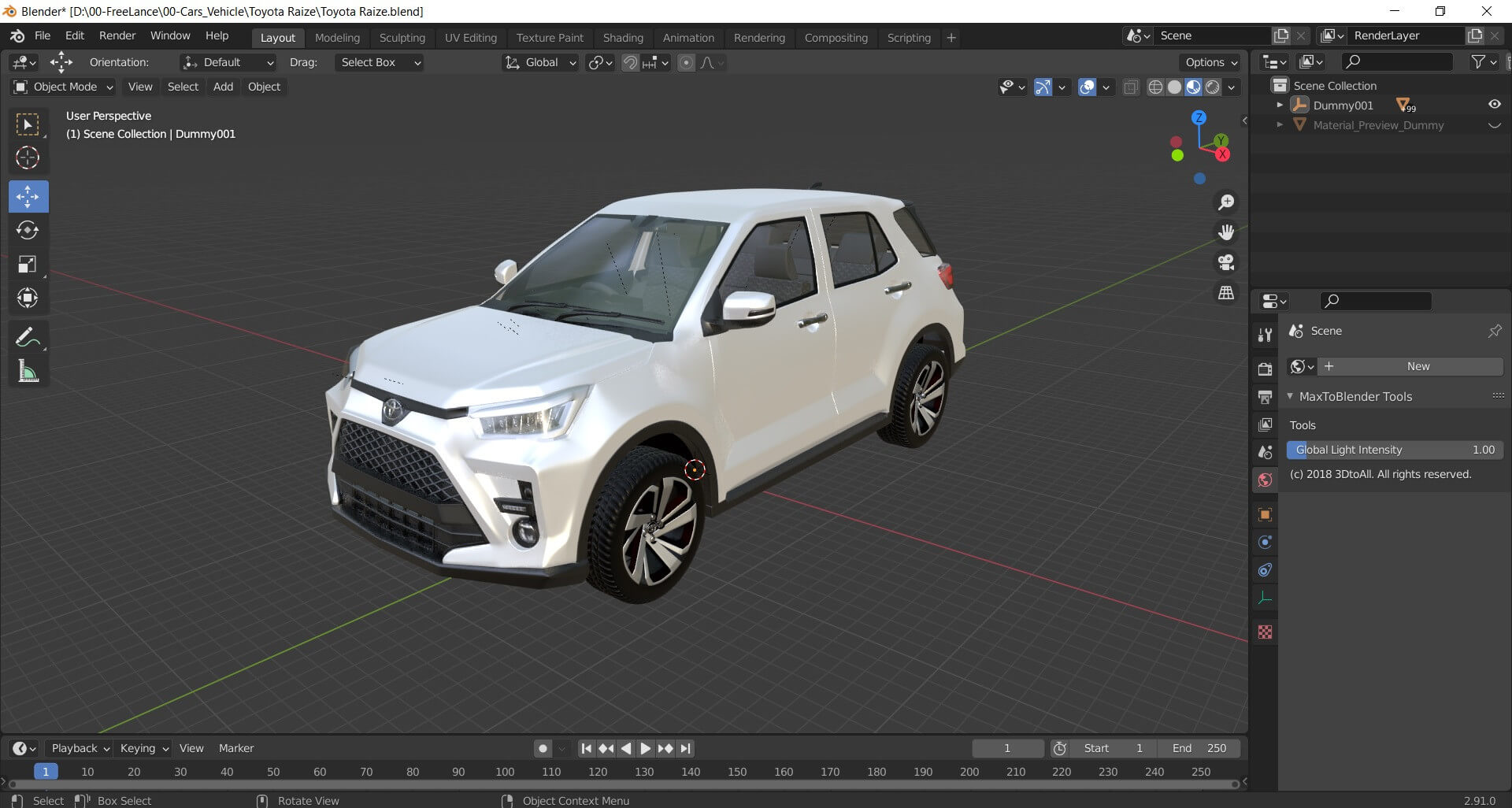 Toyota Raize With Interior 3D Model by jk3dstudio