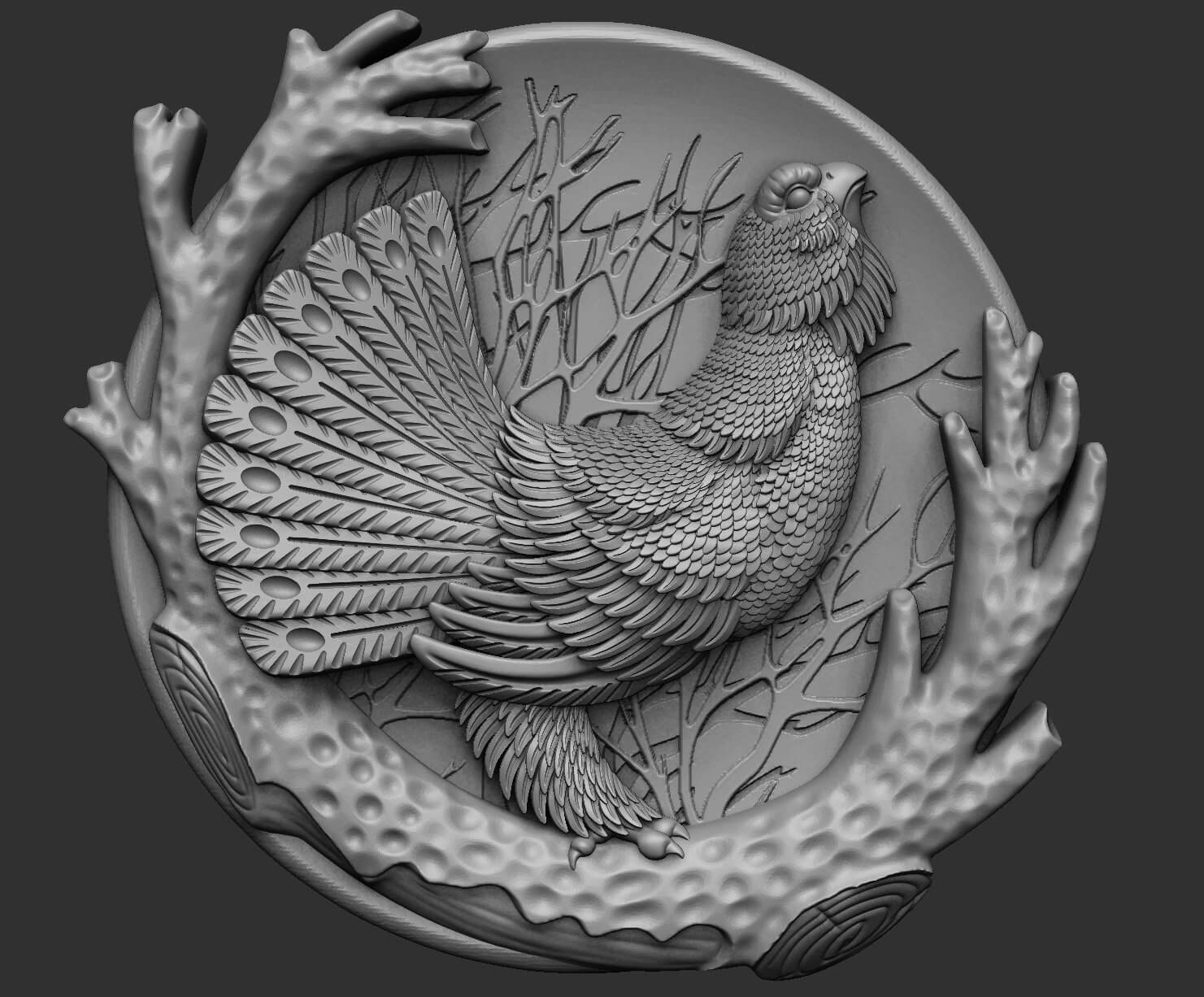 Bird Bas-Relief 3D Model by JoFox