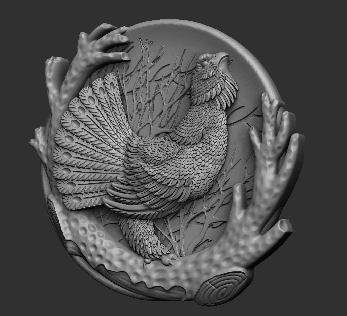Bird Bas-Relief 3D Model by JoFox