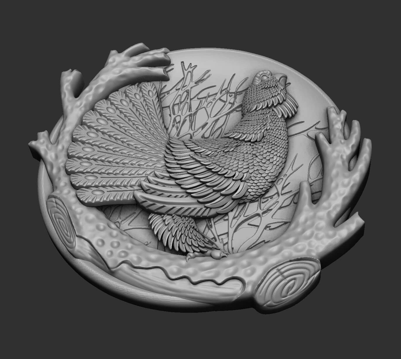 Bird Bas-Relief 3D Model by JoFox