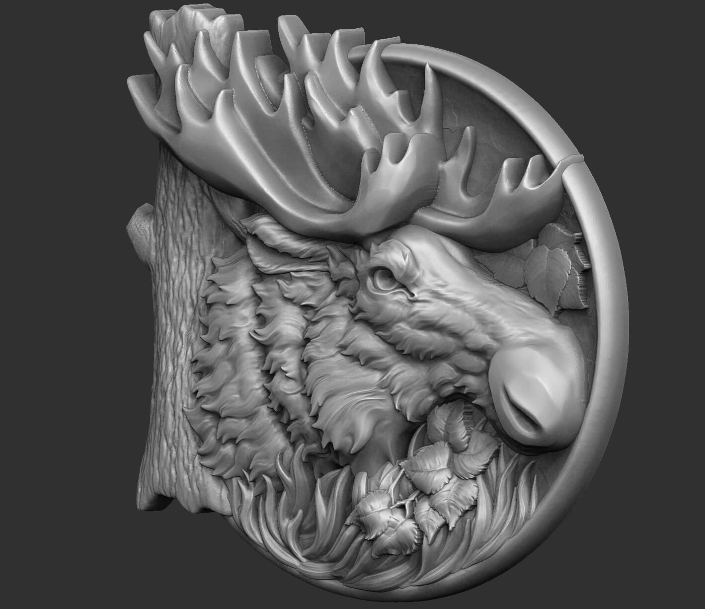 Moose Bas-Relief 3D Model by JoFox