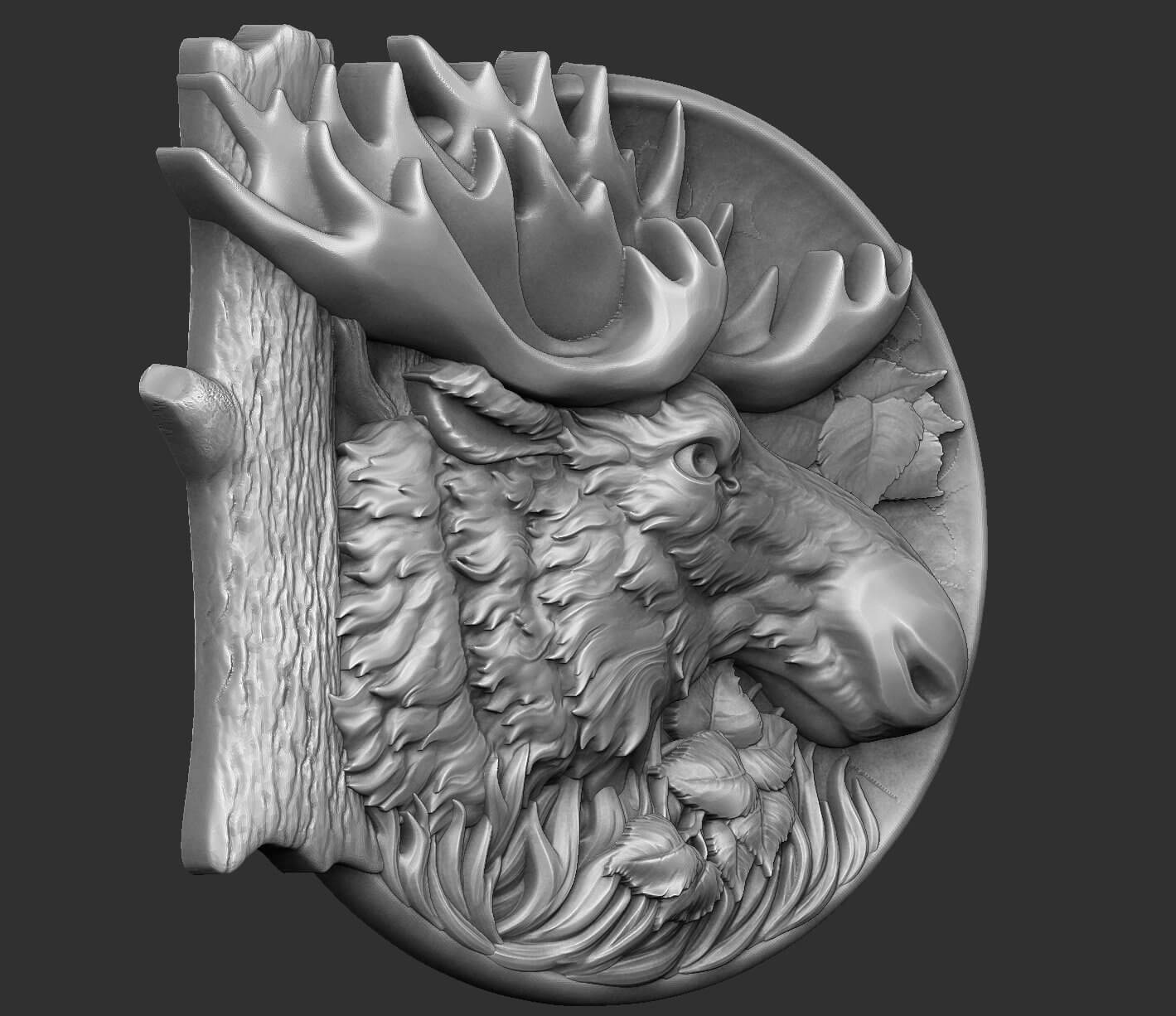 Moose Bas-Relief 3D Model by JoFox